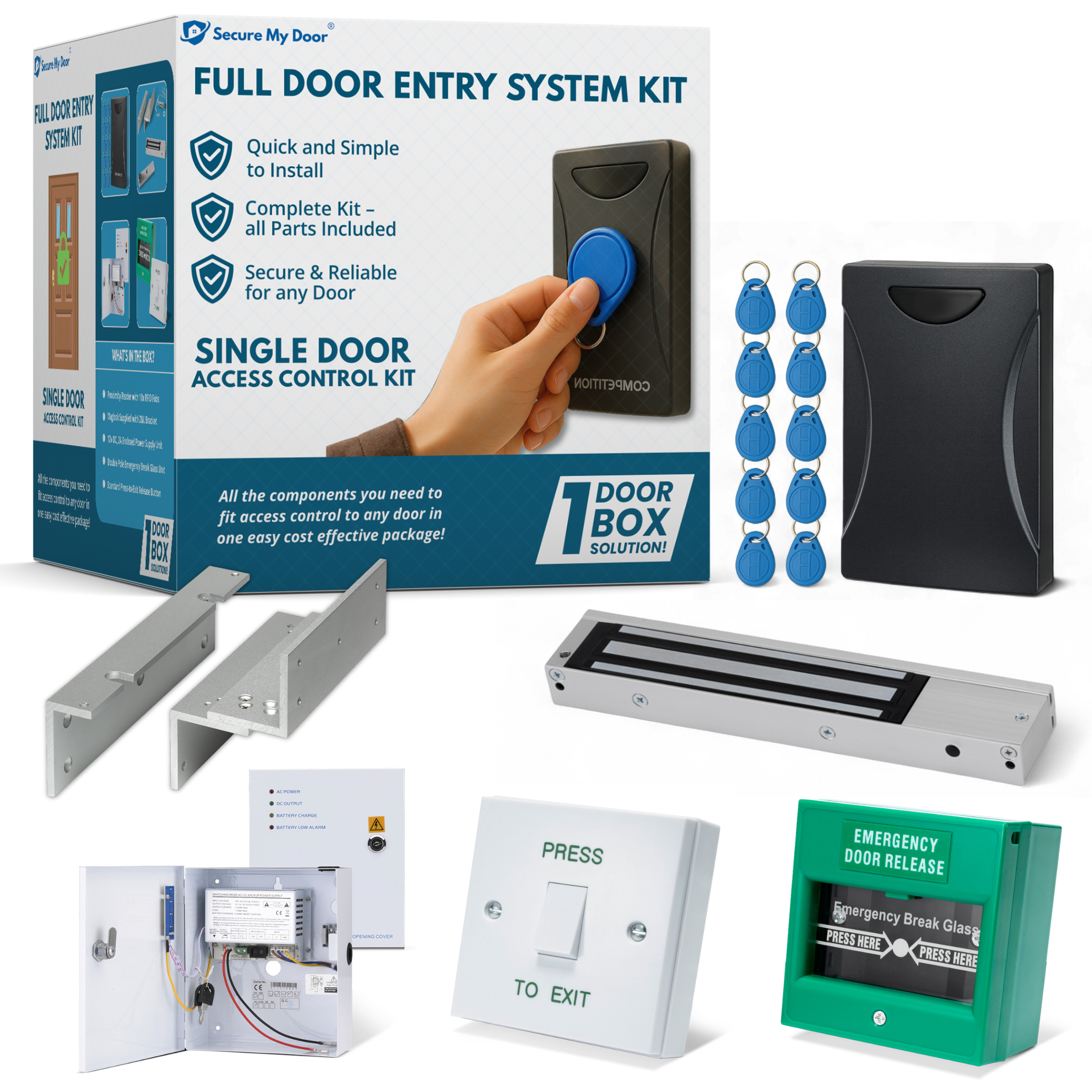 Full Door Entry Kit | Access Control System with Electric Maglock Lock ...
